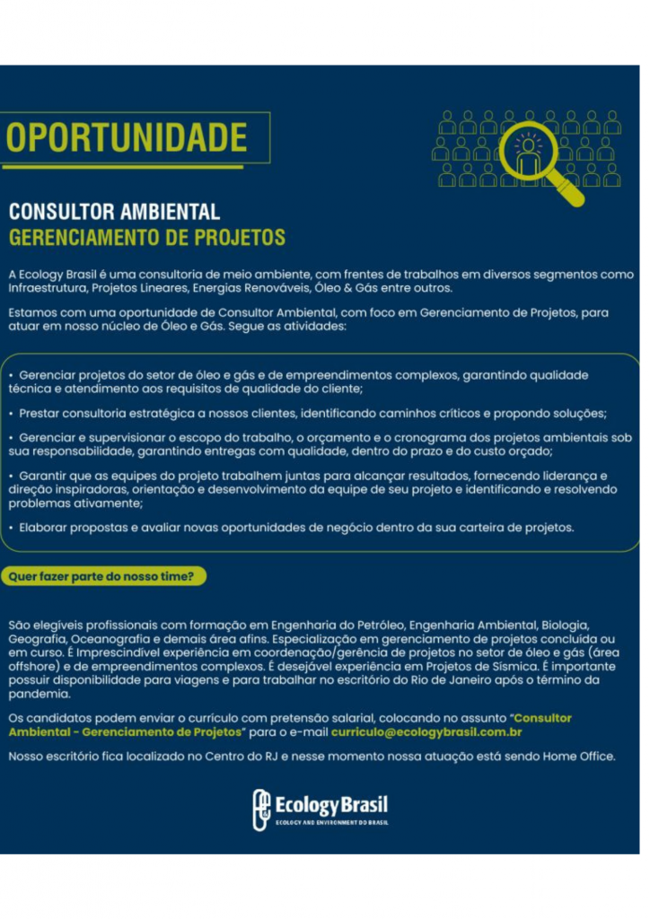 Consultor Ambiental- Gerenciamento de projetos- Ecology Brasil- Rio de ...
