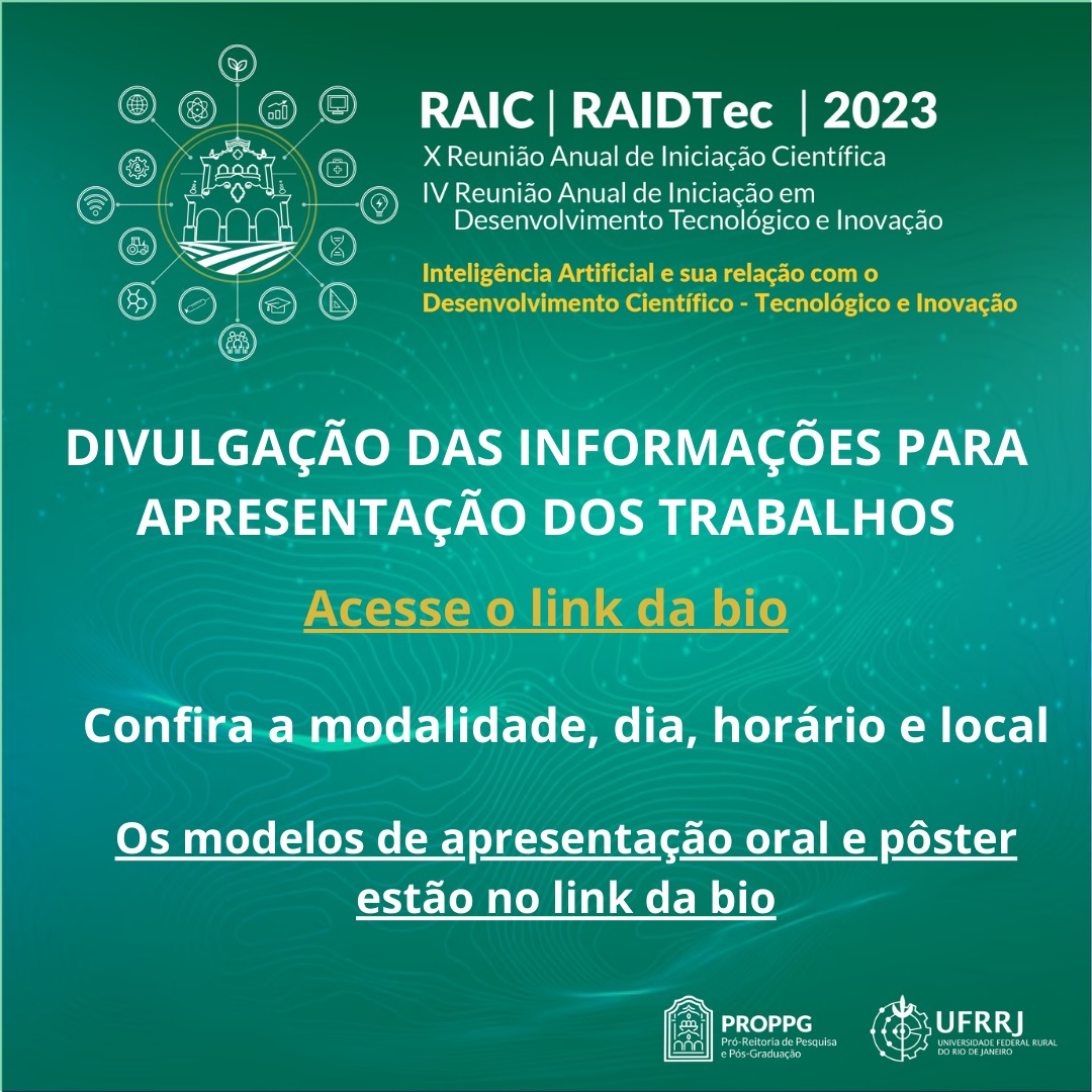 X Reunião de Iniciação Científica UFRRJ (X RAIC e IV RAIDTec UFRRJ 2023 ...